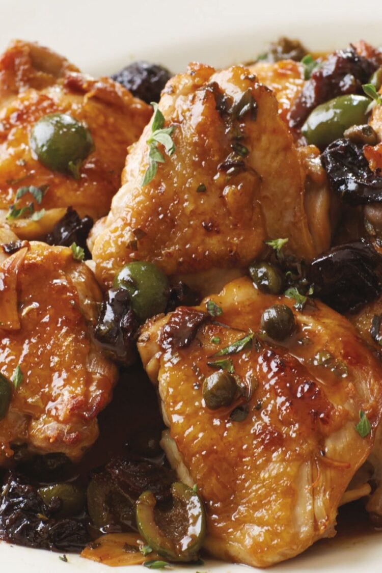 Giada Pressure Cooker Chicken Thighs with Prunes and Green Olives ...